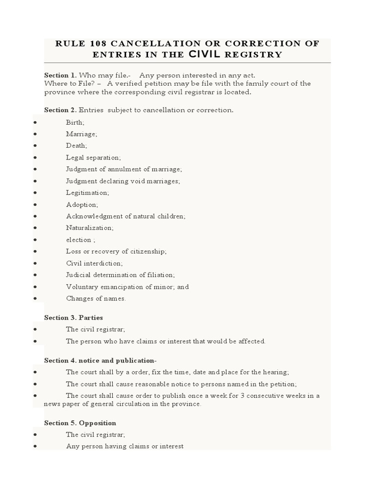 Rule 108, Rules of Court | PDF | Law