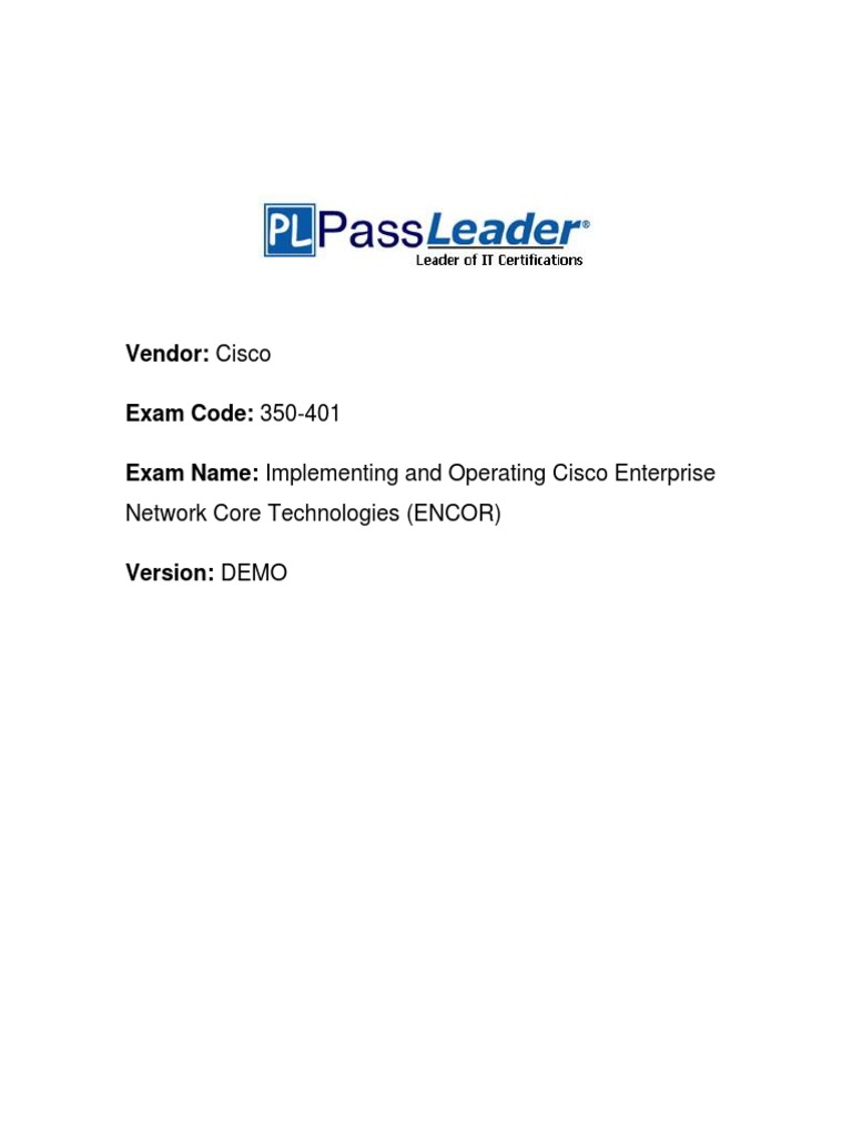 Implementing and Operating Cisco Enterprise Network Core Technologies (ENCOR) Exam Guide | PDF ...