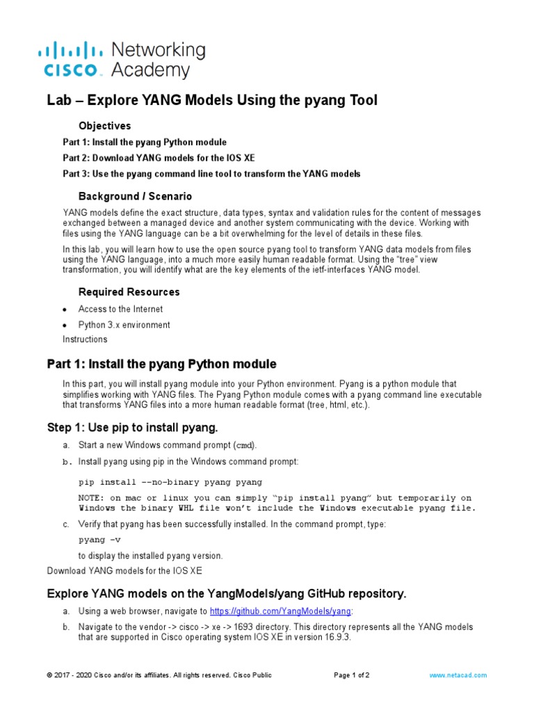 Using pyang for YANG Model Exploration | PDF | Command Line Interface ...