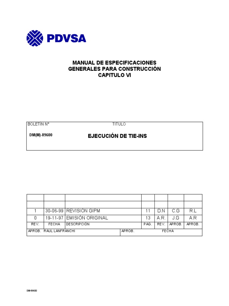Ejecución de Tie Ins | PDF | Tubería (transporte de fluidos) | Diseño