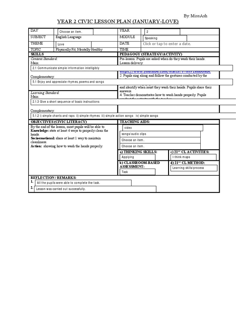 Year 2 Civic Lesson Plan (January-Love) : Content Standard | PDF ...