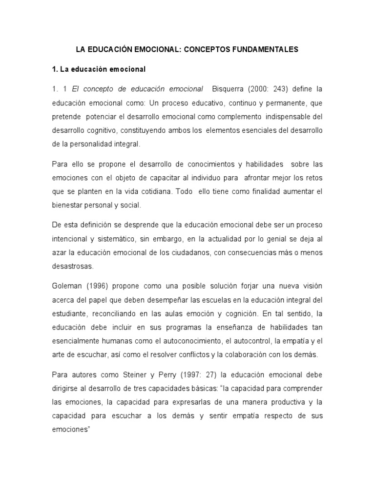 La Educacion Emocional Pdf Pdf Las Emociones Inteligencia