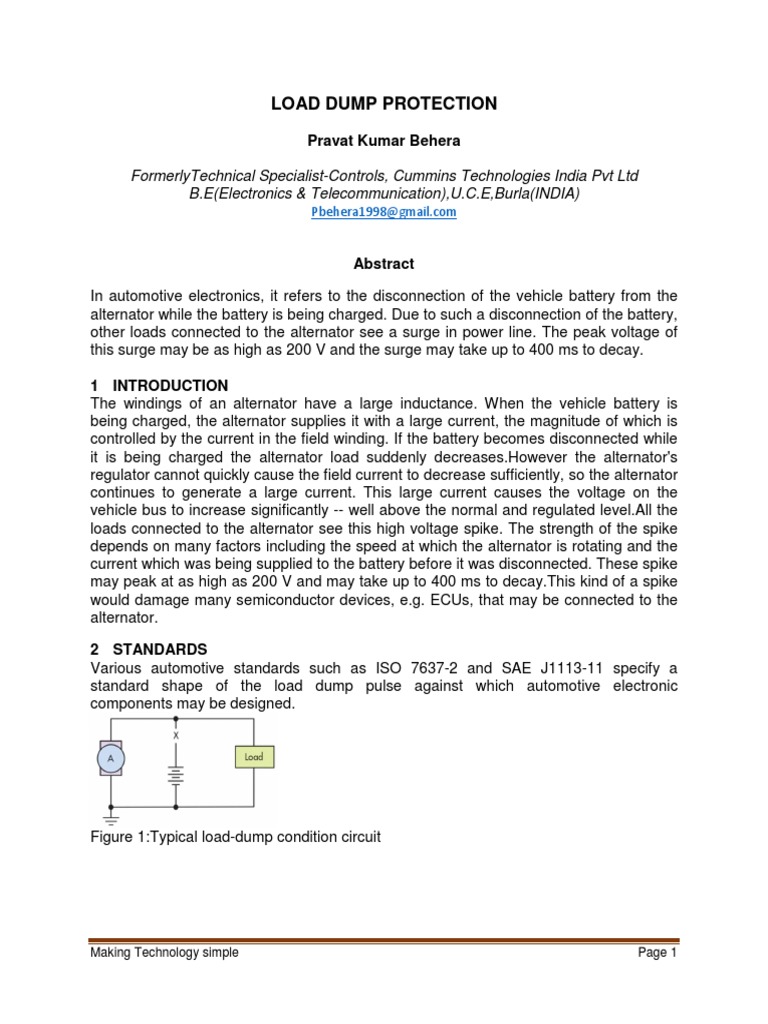 Load Dump Protection | PDF | Physical Quantities | Electrical Equipment