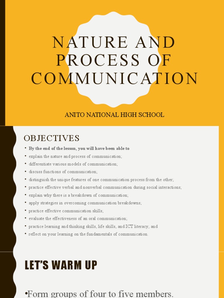 Lesson 1 Nature and Process of Communication | PDF | Nonverbal ...