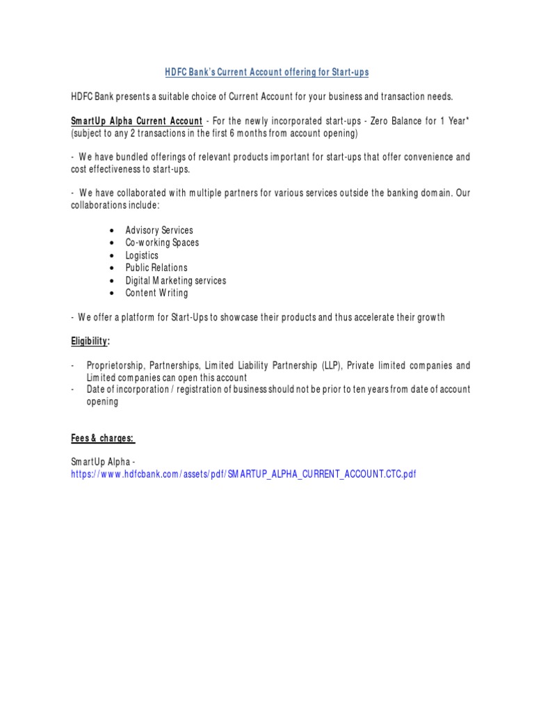 SmartUp Alpha Current Account PDF | PDF | Business