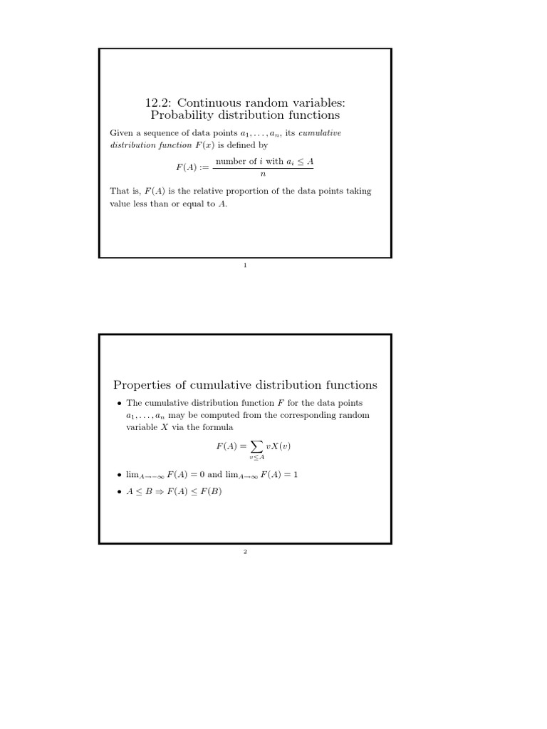 Continuous Random Variables: Probability Distribution Functions | PDF ...