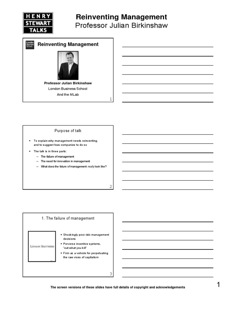 Professor Julian Birkinshaw: Reinventing Management | PDF | Motivation ...