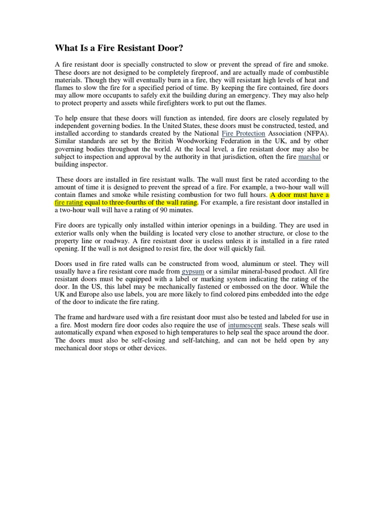 Understanding Fire Resistant Doors: Their Construction, Ratings ...