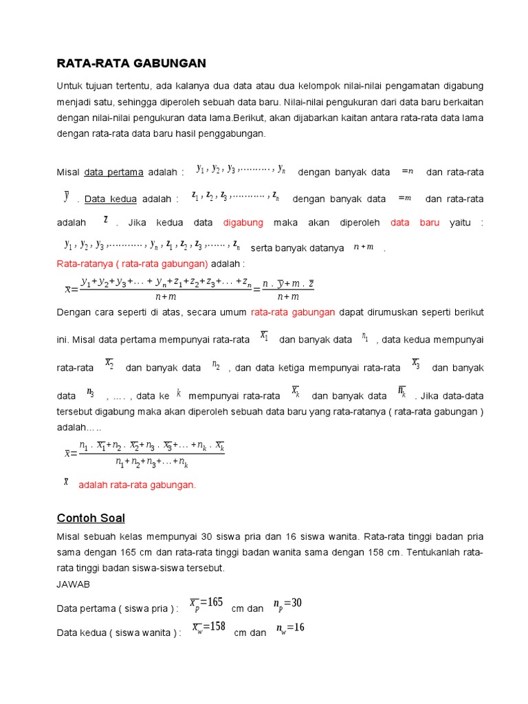 Soal dan Pembahasan Rata-Rata Gabungan | PDF