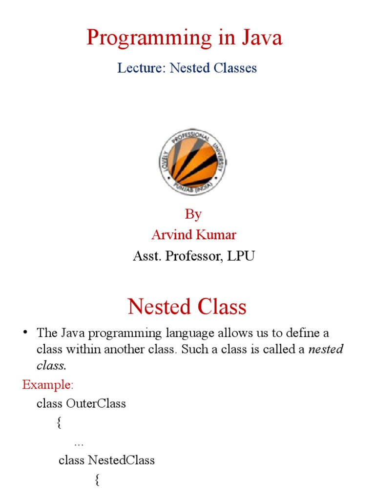 Nested Classes | PDF | Class (Computer Programming) | Method (Computer ... Nested Classes | PDF | Class (Computer Programming) | Method (Computer ...