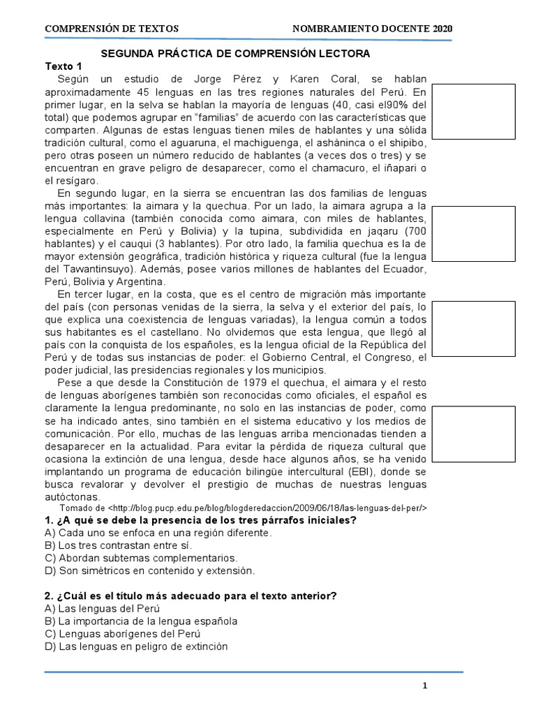 Sesion #6 Segunda Práctica de Comprensión Lectora Subrayado | PDF | Arqueología | Interculturalidad