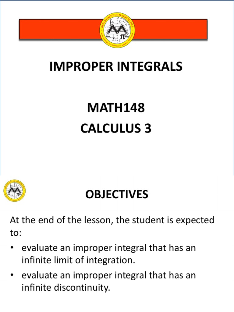 Improper Integrals Pdf Integral Infinity