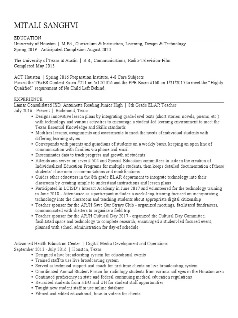 Eportfolio Resume | PDF | Lesson Plan | Individualized Education Program