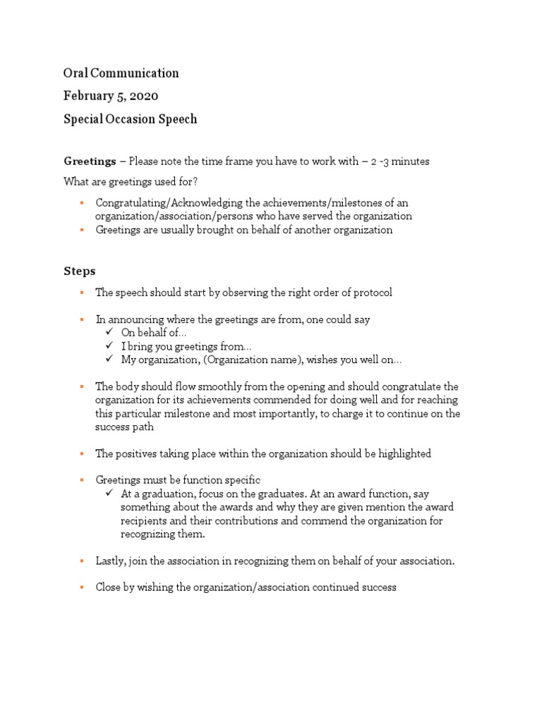 Effective Greetings for Speeches | PDF | Career & Growth