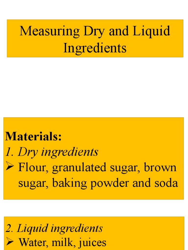 Measuring Dry and Liquid Ingredients | PDF