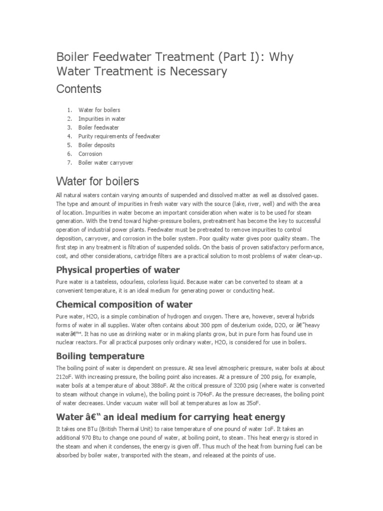 Boiler Feedwater Treatment | PDF | Water | Corrosion