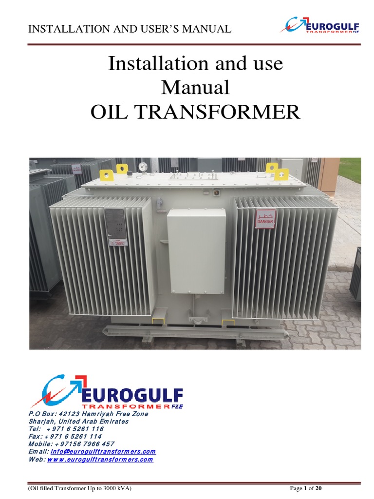 Installation and useManualOIL TRANSFORMER PDF | PDF | Transformer ...
