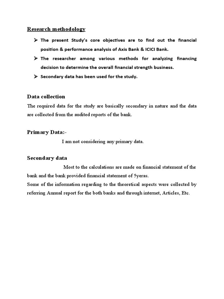 Research Methodology: Position & Performance Analysis of Axis Bank ...