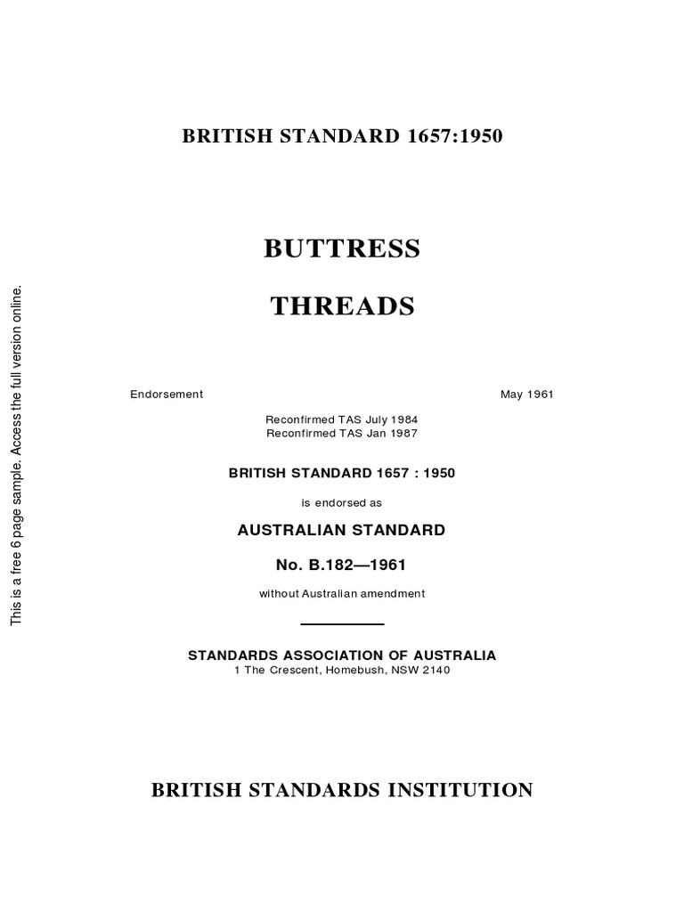 Buttress Threads: BRITISH STANDARD 1657:1950 | PDF | Engineer | Engineering