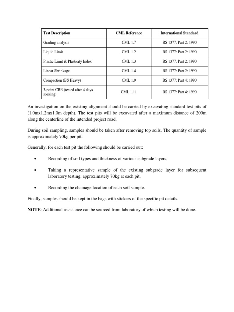 Soil Investigation & Standard Tests for Road Alignment | PDF
