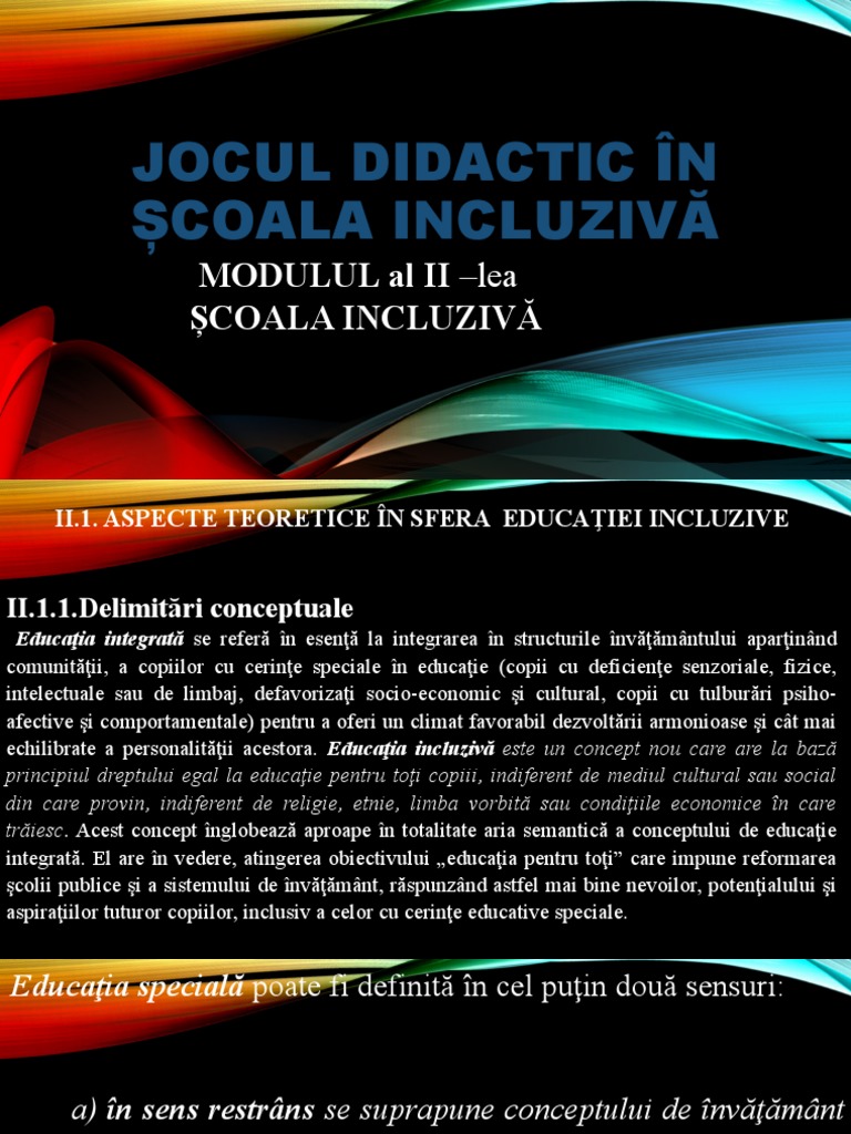 Jocul Didactic În Școala Incluzivă-Modulul Al II-lea | PDF