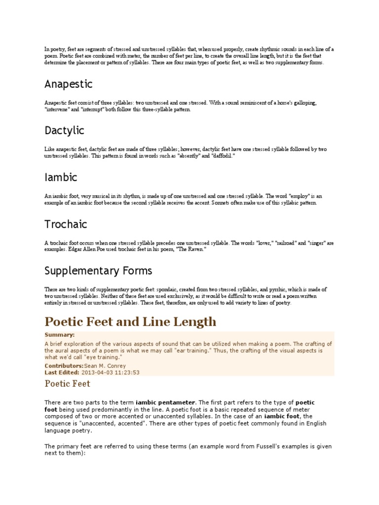 Meter Examples In Poetry