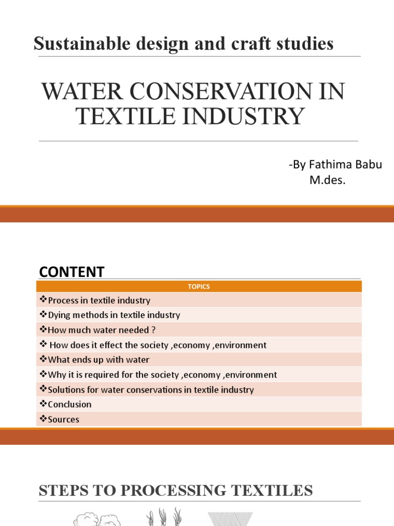 WATER CONSERVATION IN TEXTILE INDUSTRY (2) Thashu | PDF | Dyeing | Textiles