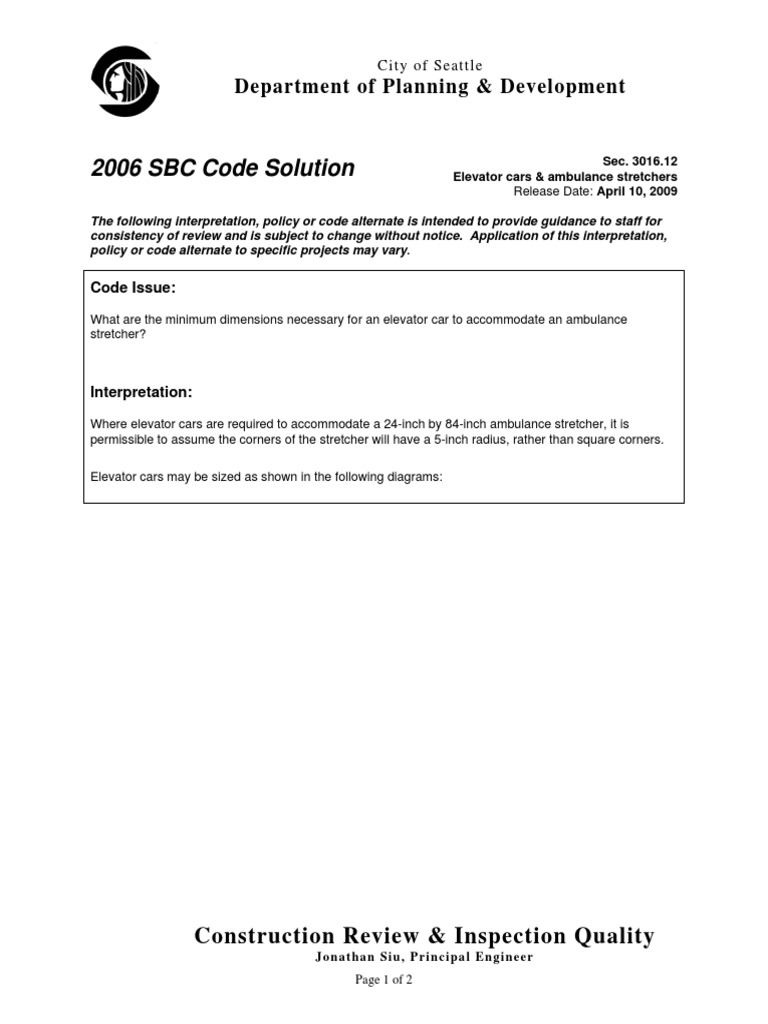 2006 SBC Code Solution: Department of Planning & Development | PDF