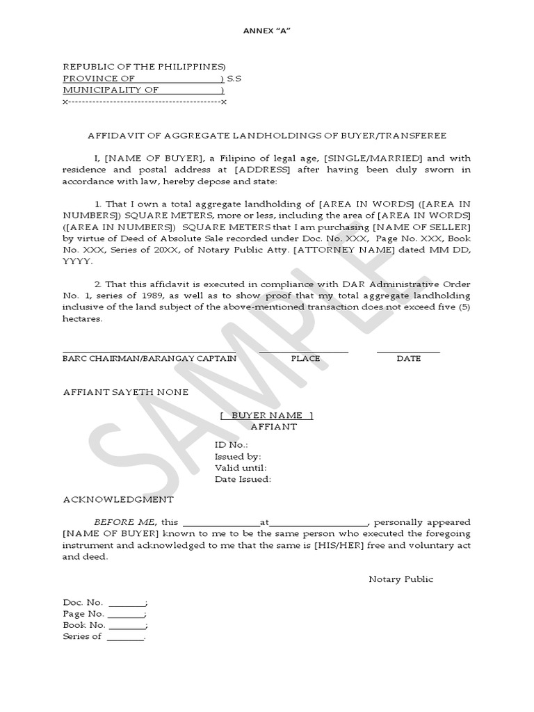 Affidavit of Buyer-Transferee | PDF