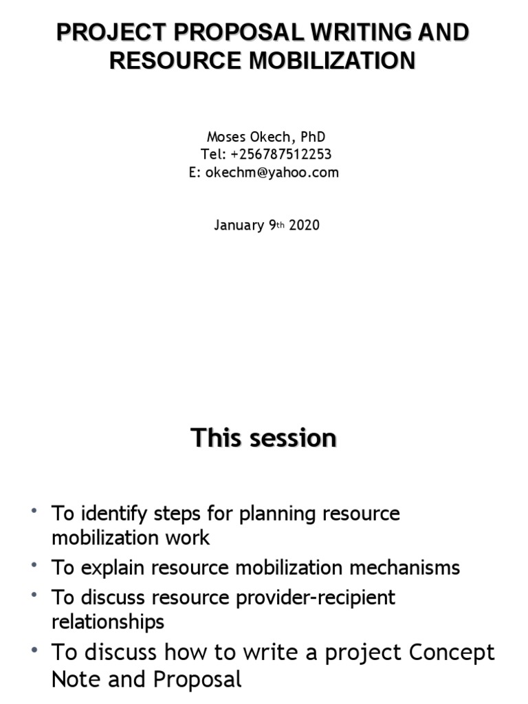 Lecture 4 - Project Proposal Writing and RESOURCE MOBILIZATION | PDF ...