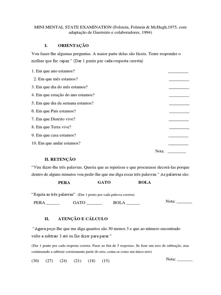 MMSE - Português | PDF