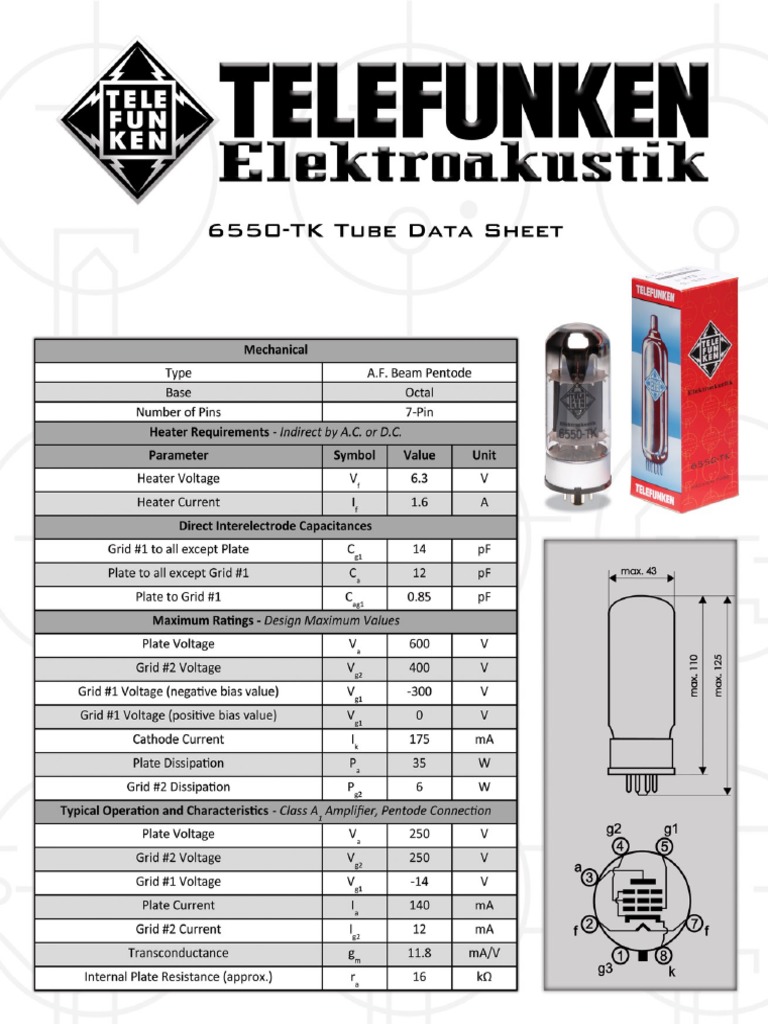 6550 TK Tube Data Sheet | PDF