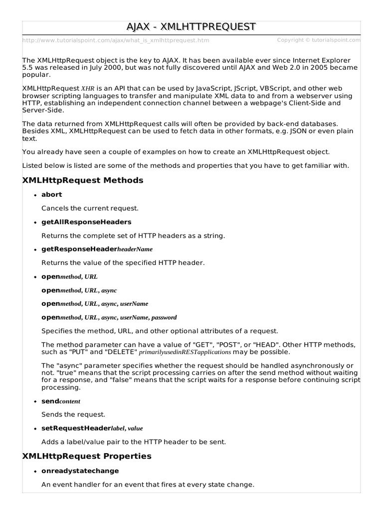 What Is Xmlhttprequest | PDF | Ajax (Programming) | World Wide Web Consortium