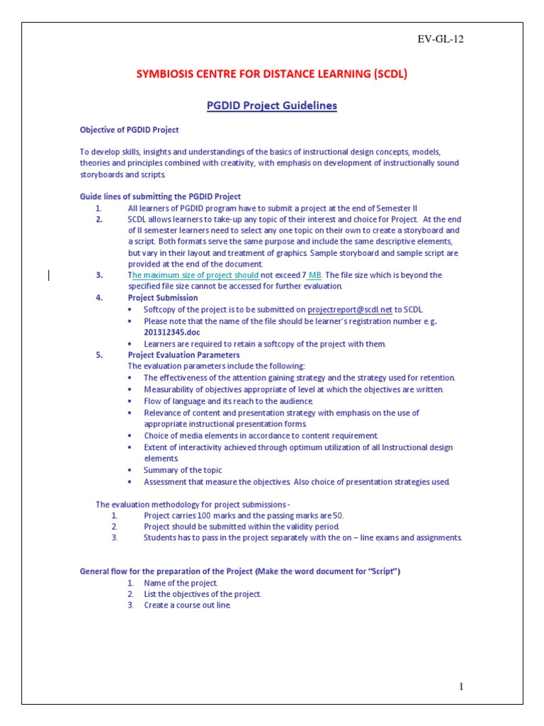 PGDID Project Report Guidelines | PDF | Instructional Design | Water Cycle