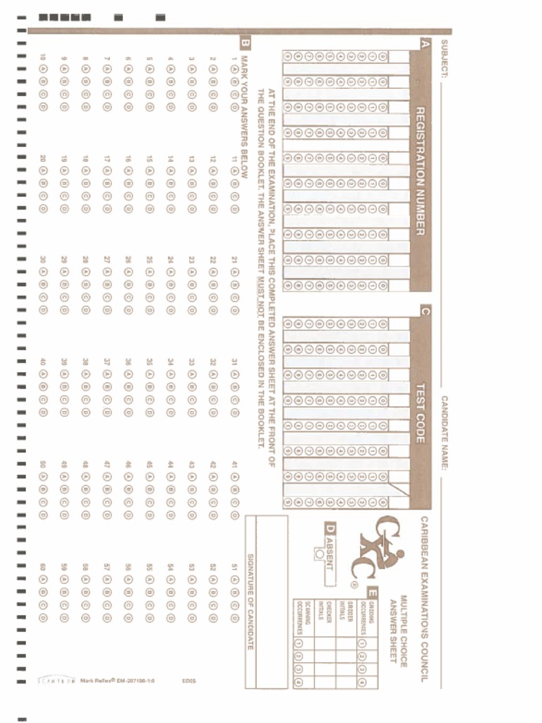 Blank Multiple Choice Answer Sheet PDF | PDF