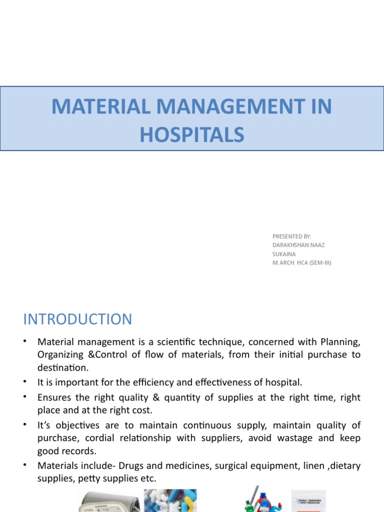 Hospital Materials Management Overview | PDF | Inventory | Medicine