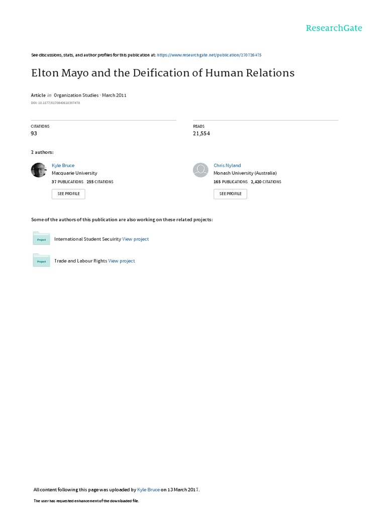 Elton Mayo Theory Defication | PDF | Power (Social And Political ...