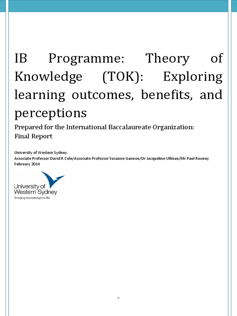 IB Programme: Theory of Knowledge (TOK) : Exploring Learning Outcomes ...