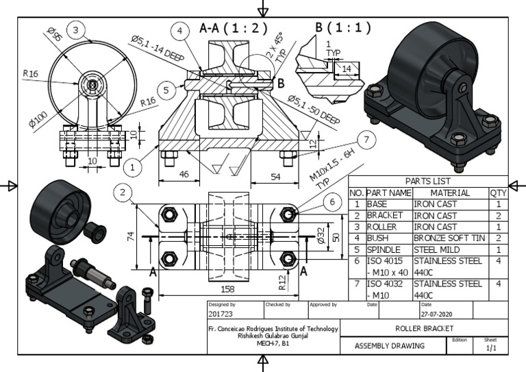 Roller Bracket Assembly | PDF | Atoms | Metallic Elements
