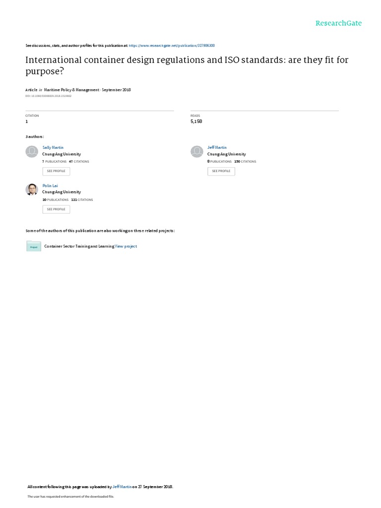 International Container Design Regulations and ISO Standards | PDF ...