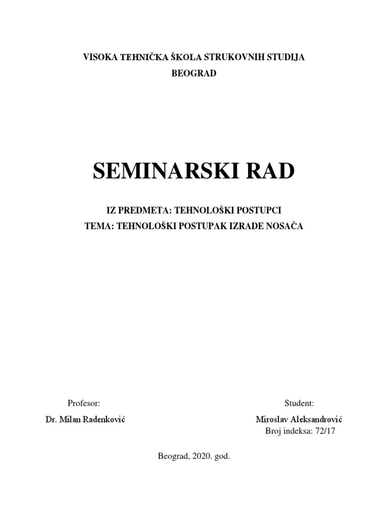 Tehnoloski Postupak Izrade Nosaca-M - A PDF | PDF