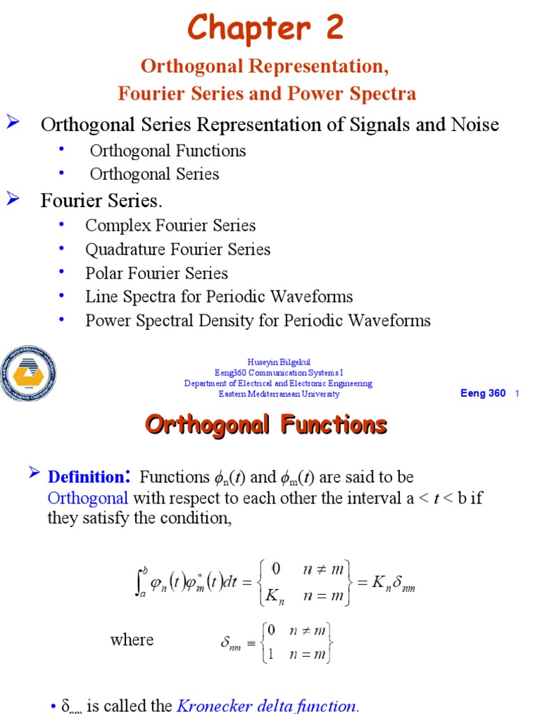 Orthogonal Representation, Fourier Series and Power Spectra | PDF ...
