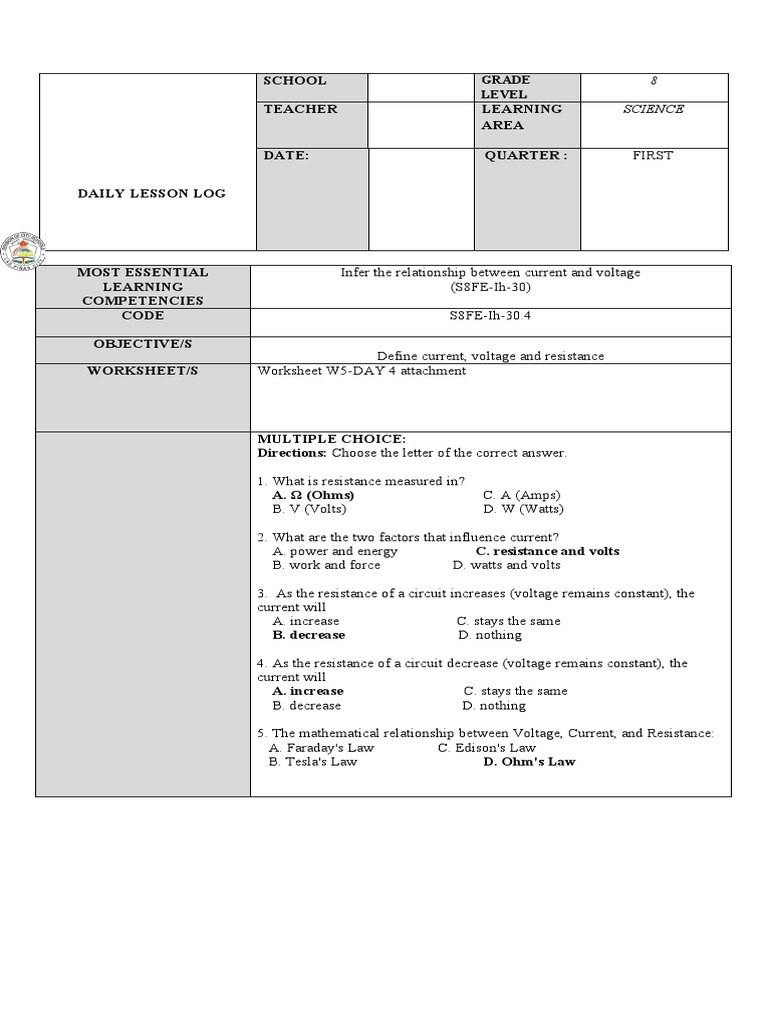 Current Voltage Resistance Pdf