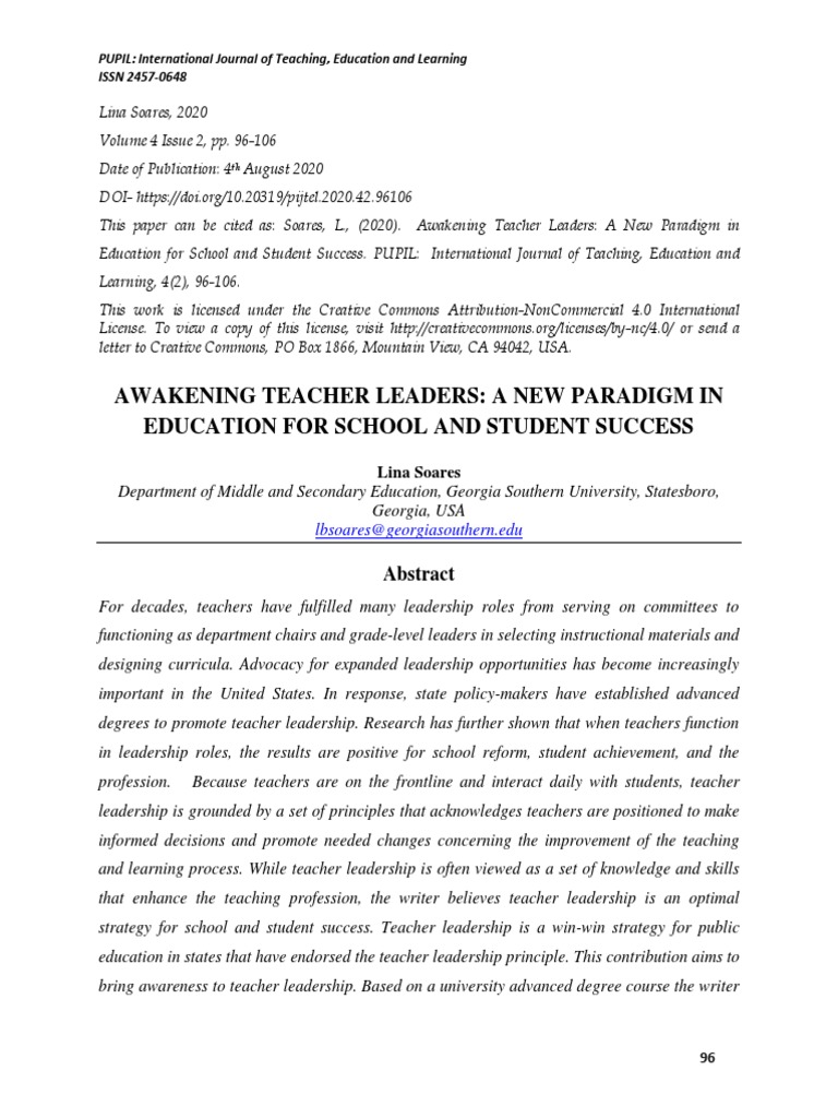 Awakening Teacher Leaders A New Paradigm in Education For School and ...