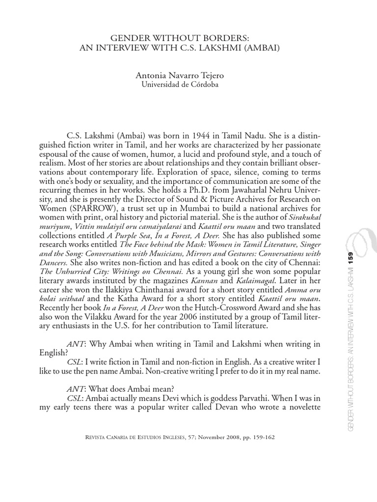 Interview with C.S. Lakshmi (Ambai) | PDF