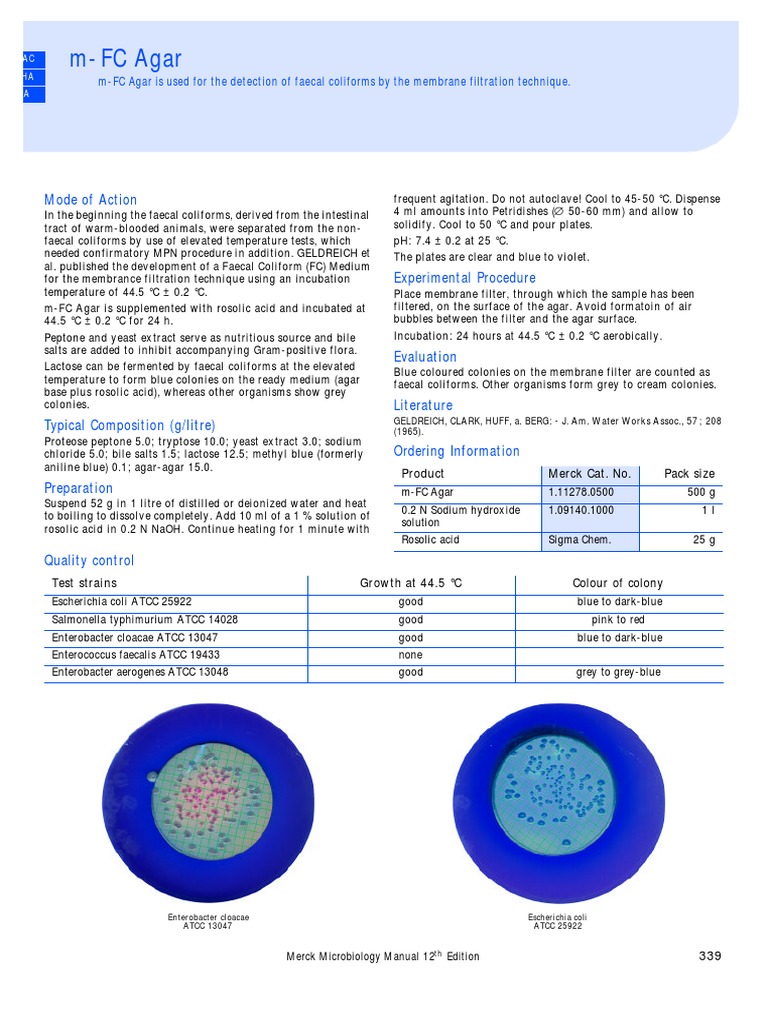 M-FC Agar: Mode of Action | Download Free PDF | Chemistry | Nature