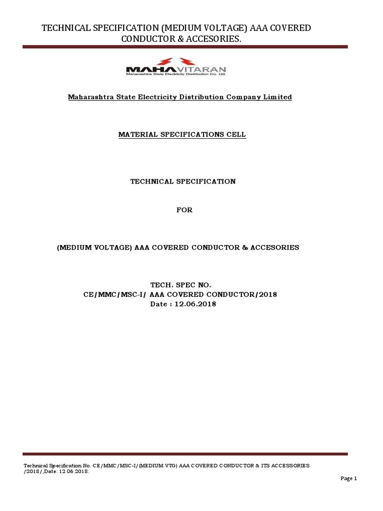 Medium Voltage AAA Covered Conductor Specs | PDF | Electrical Connector ...
