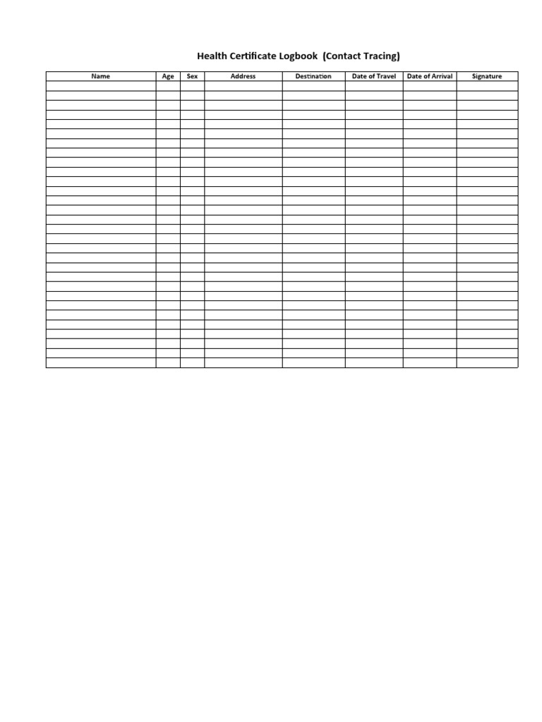 Health Certificate Logbook | PDF | Social Science | Law