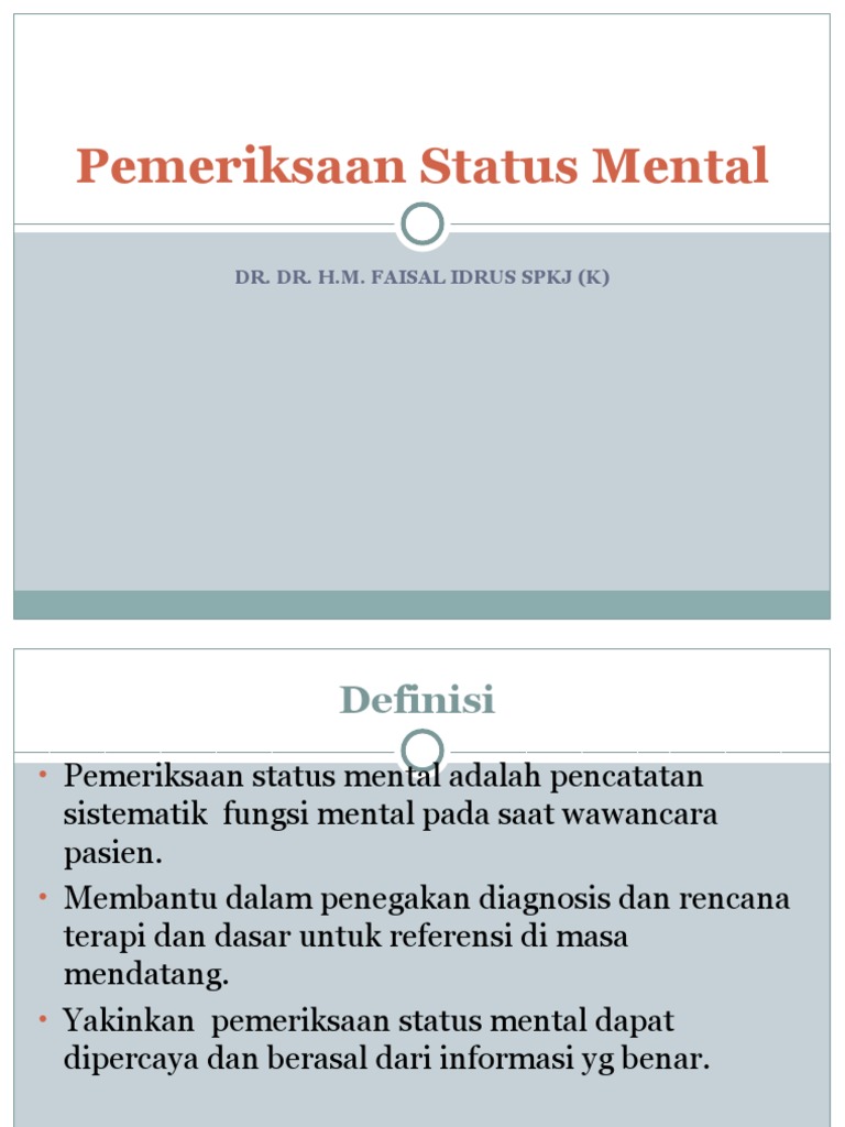 Bahan Ajar Pemeriksaan Status Mental | PDF