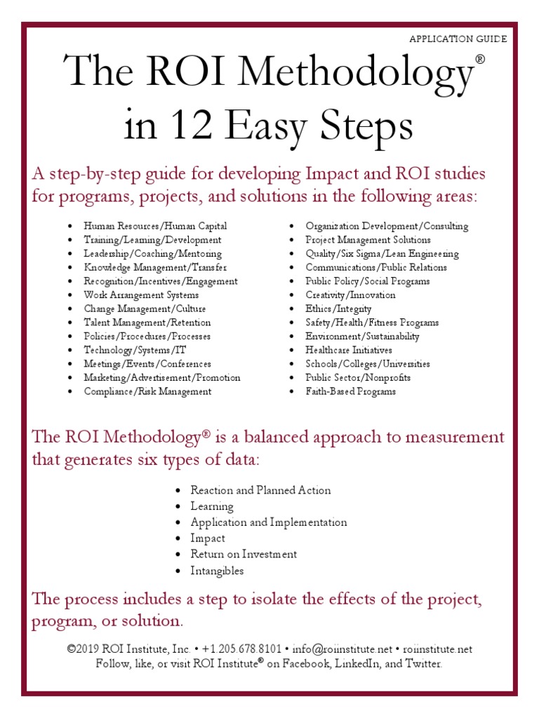 The ROI Methodology in 12 Easy Steps | PDF | Survey Methodology ...